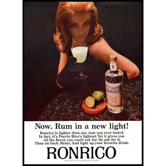Ronrico | Art | 965 Ronrico Rum Vintage Print Ad Redhead Smokey Eyes ...